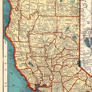 Antique CALIFORNIA State Map 1940 Vintage Map of California Gallery ...