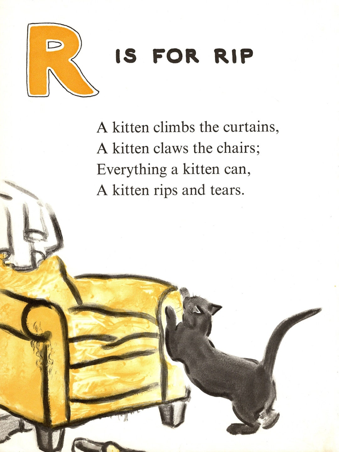 Vintage gato imprimir letra R imprimir ABC alfabeto pared arte R es ...