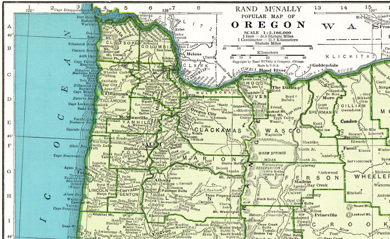 1942 Vintage OREGON Map Antique Map of Oregon State Map Gallery Wall ...