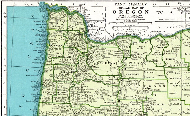 1942 Vintage OREGON Map Antique Map of Oregon State Map - Etsy