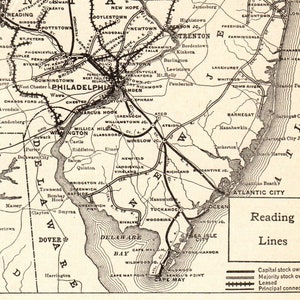 1928 Antique Reading Railroad Map Vintage Railway Map Black - Etsy