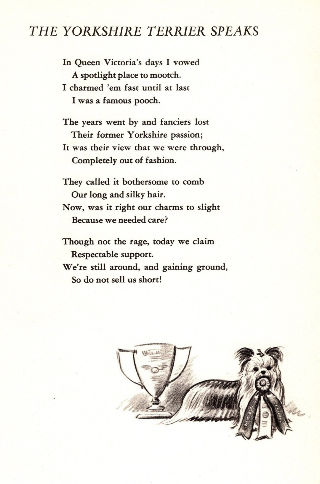 Sweet Yorkshire Terrier Poetry Print Wall Art Decor 1940s Morgan Dennis ...