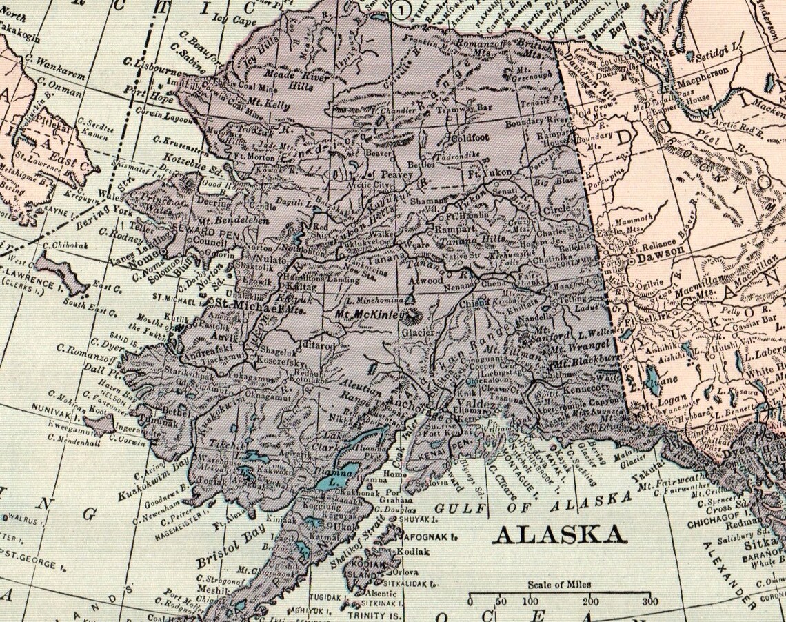 1926 Antique ALASKA State Map of Alaska Gallery Wall Art - Etsy
