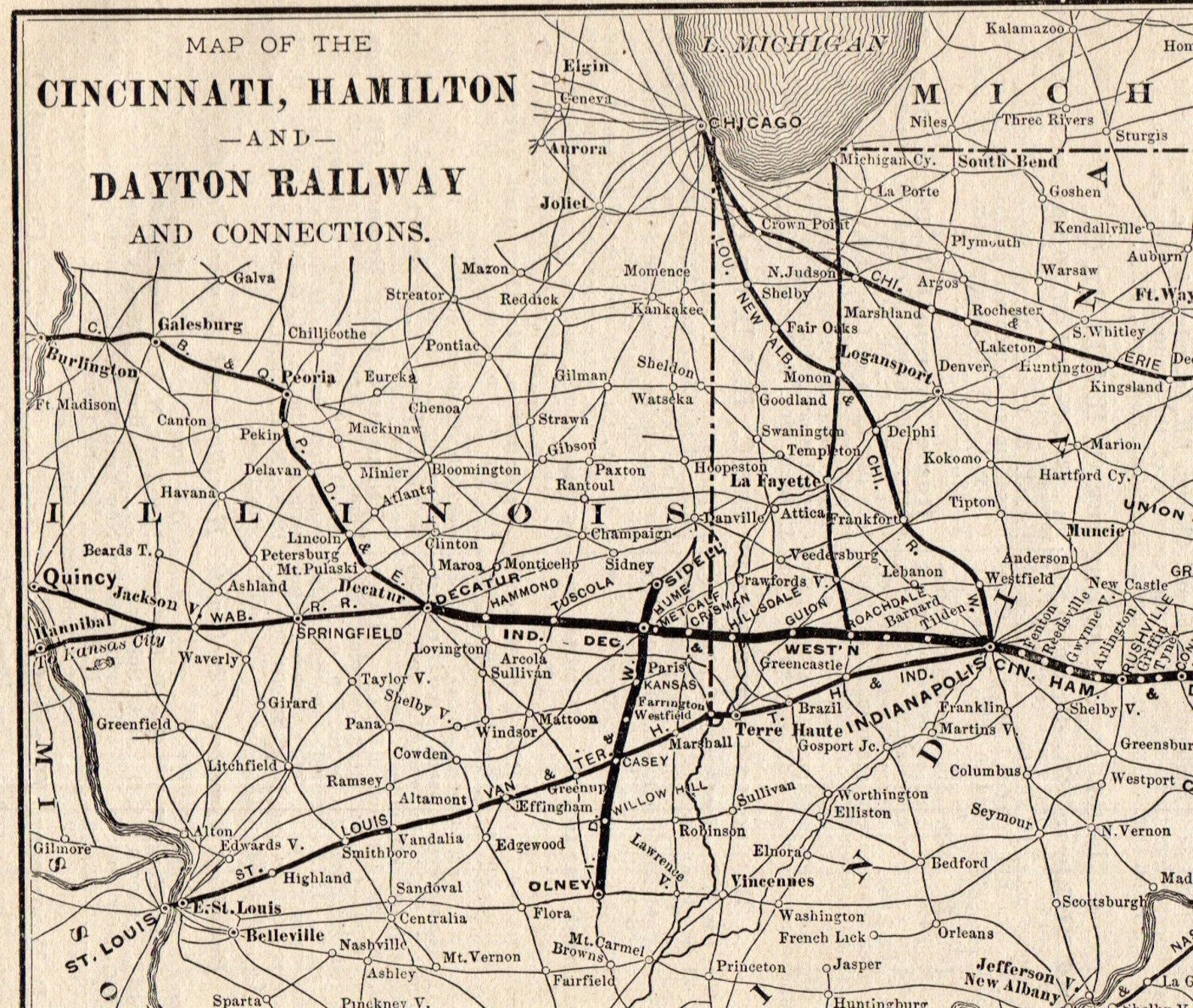 1900 Antique Cincinnati Hamilton and Dayton Railway Map - Etsy