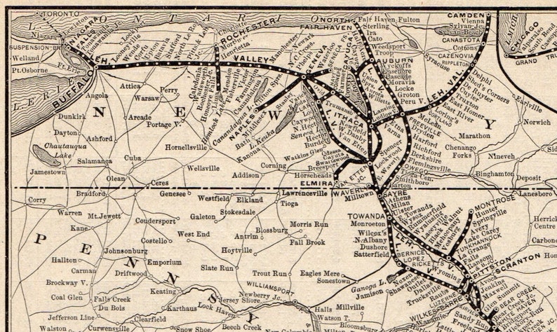 1900 Antique Lehigh Valley Railroad Map Vintage Pennsylvania | Etsy