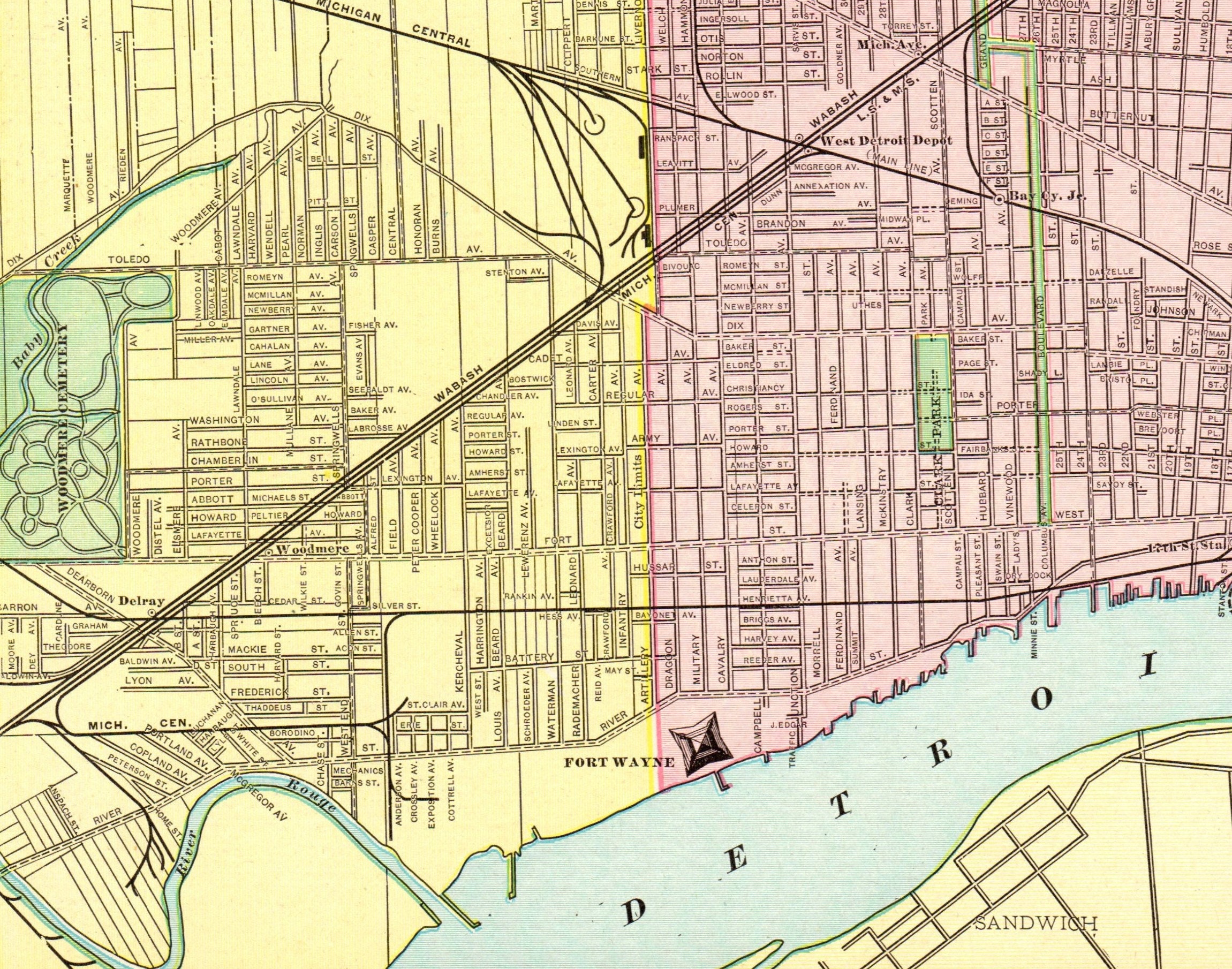 1900 Antique Large DETROIT Street Map Vintage City Map of | Etsy