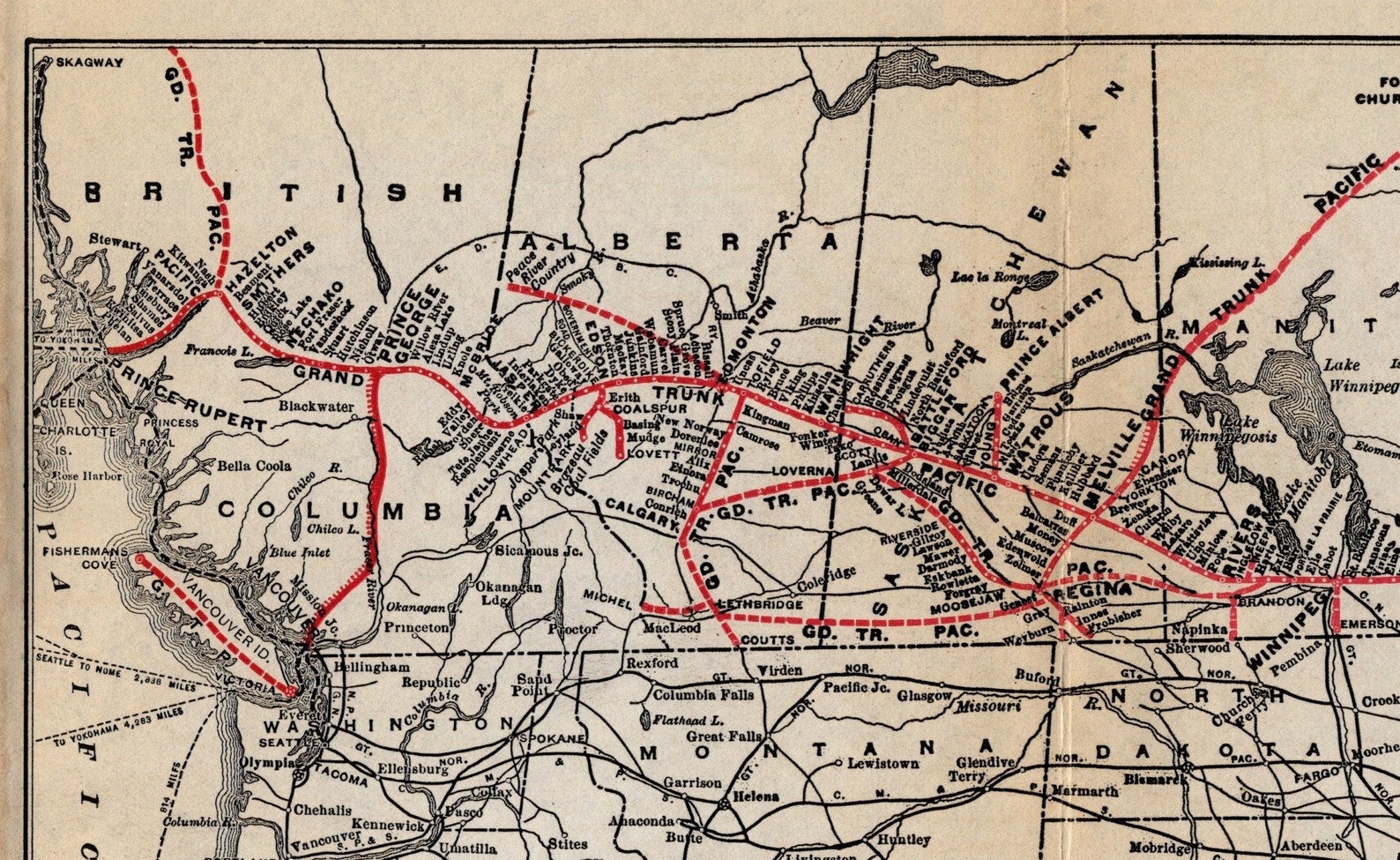 1915 Antique Grand Trunk Railway System Map Grand Trunk - Etsy UK