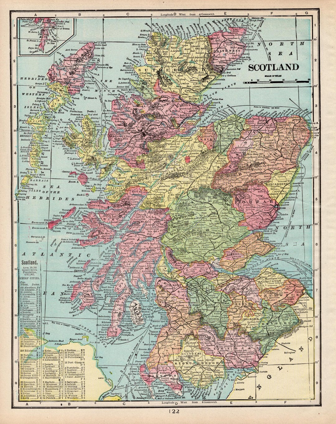 1903 Antique SCOTLAND Map George Cram Atlas Map of Scotland Gallery ...