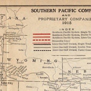 1915 Antique Southern Pacific Railroad System Map Southern Pacific ...