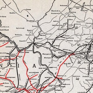 1922 Antique Reading Railroad Map Vintage Reading Lines Railway Map ...