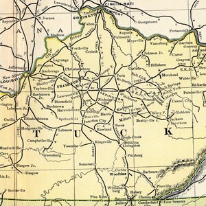 1908 Antique Kentucky and Tennessee Railroad Map Uncommon Tennessee and ...
