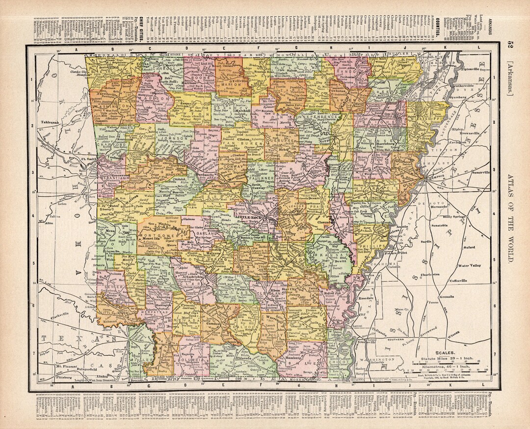 1907 Antique ARKANSAS State Map Atlas Map of Arkansas Gallery Wall ...