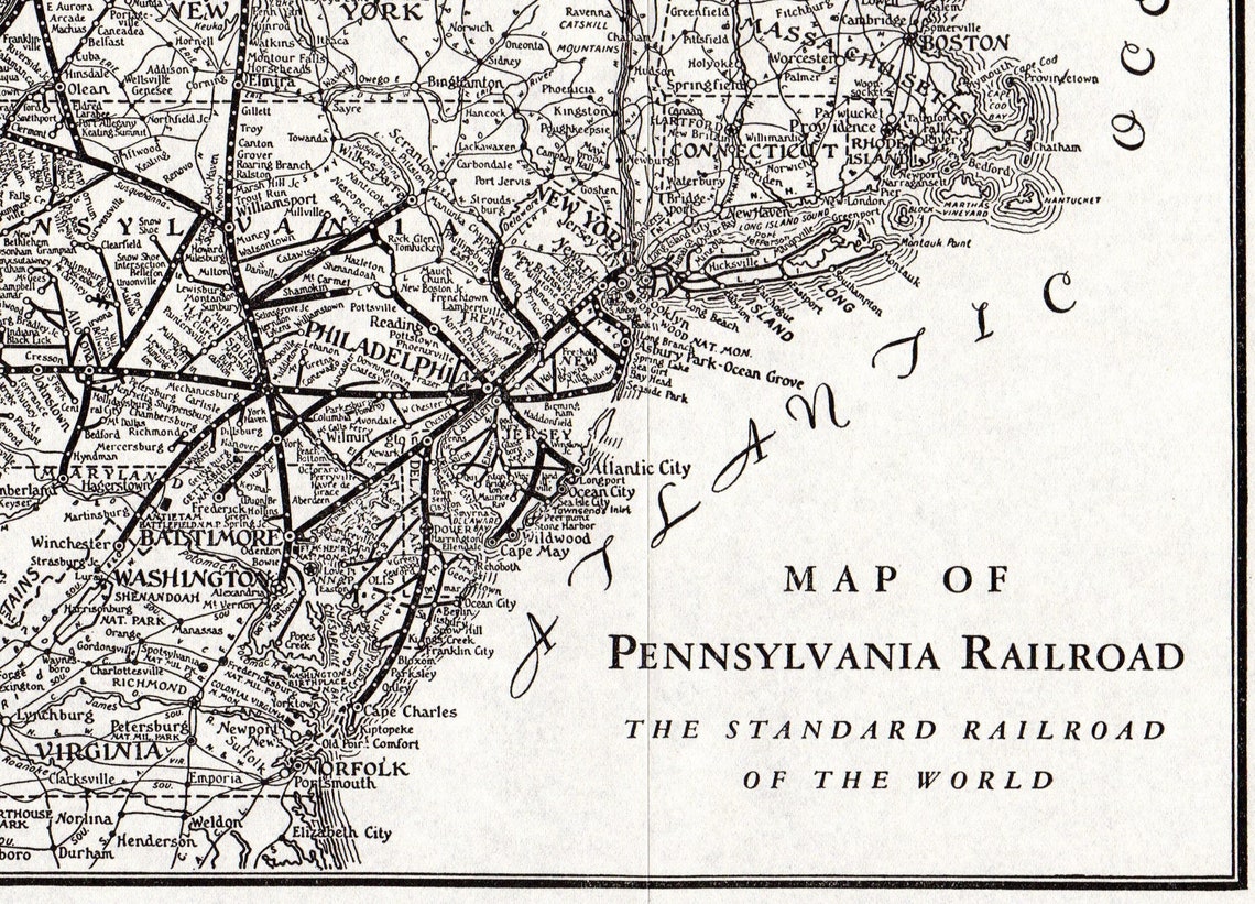 1940 Antique Pennsylvania Railroad Map Pennsylvania Railway | Etsy