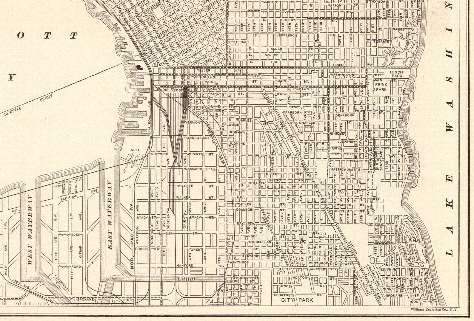 1911 Antique SEATTLE Washington Street Map of Seattle | Etsy