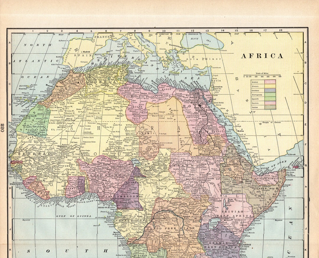 1899 Antique MAP of AFRICA Vintage Africa Map Gallery Wall Decor Home ...