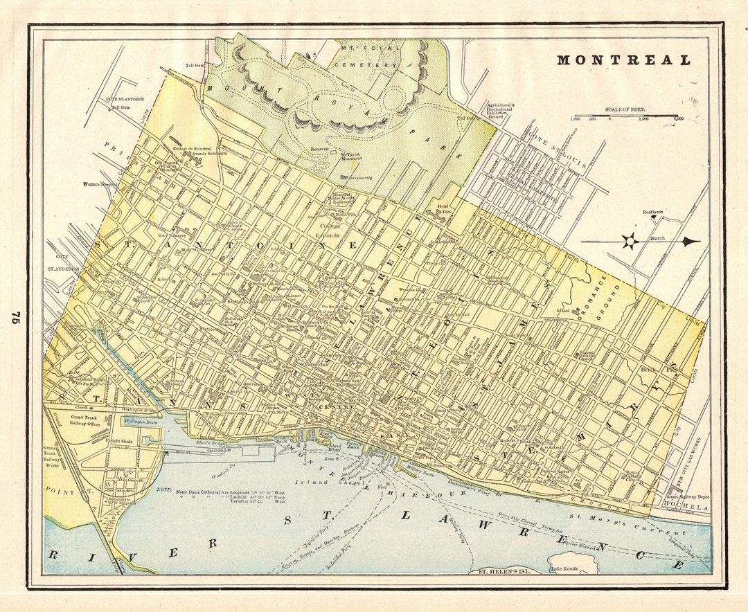 1900 Antique MONTREAL Street Map of Montreal Canada George - Etsy