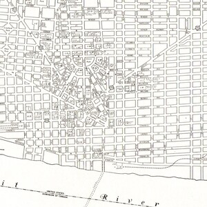 1949 DETROIT Street Map Antique City MAP of Detroit Michigan Black and ...