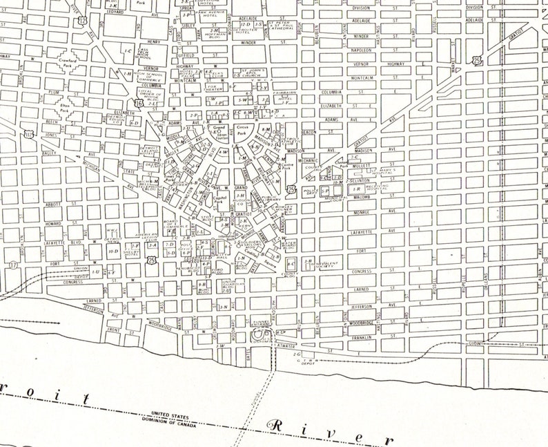 1949 DETROIT Street Map Antique City MAP of Detroit Michigan - Etsy