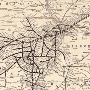 1920 Antique ATCHISON TOPEKA Santa Fe RAILROAD Map Vintage Railway Map Gallery Wall Decor Gift ...