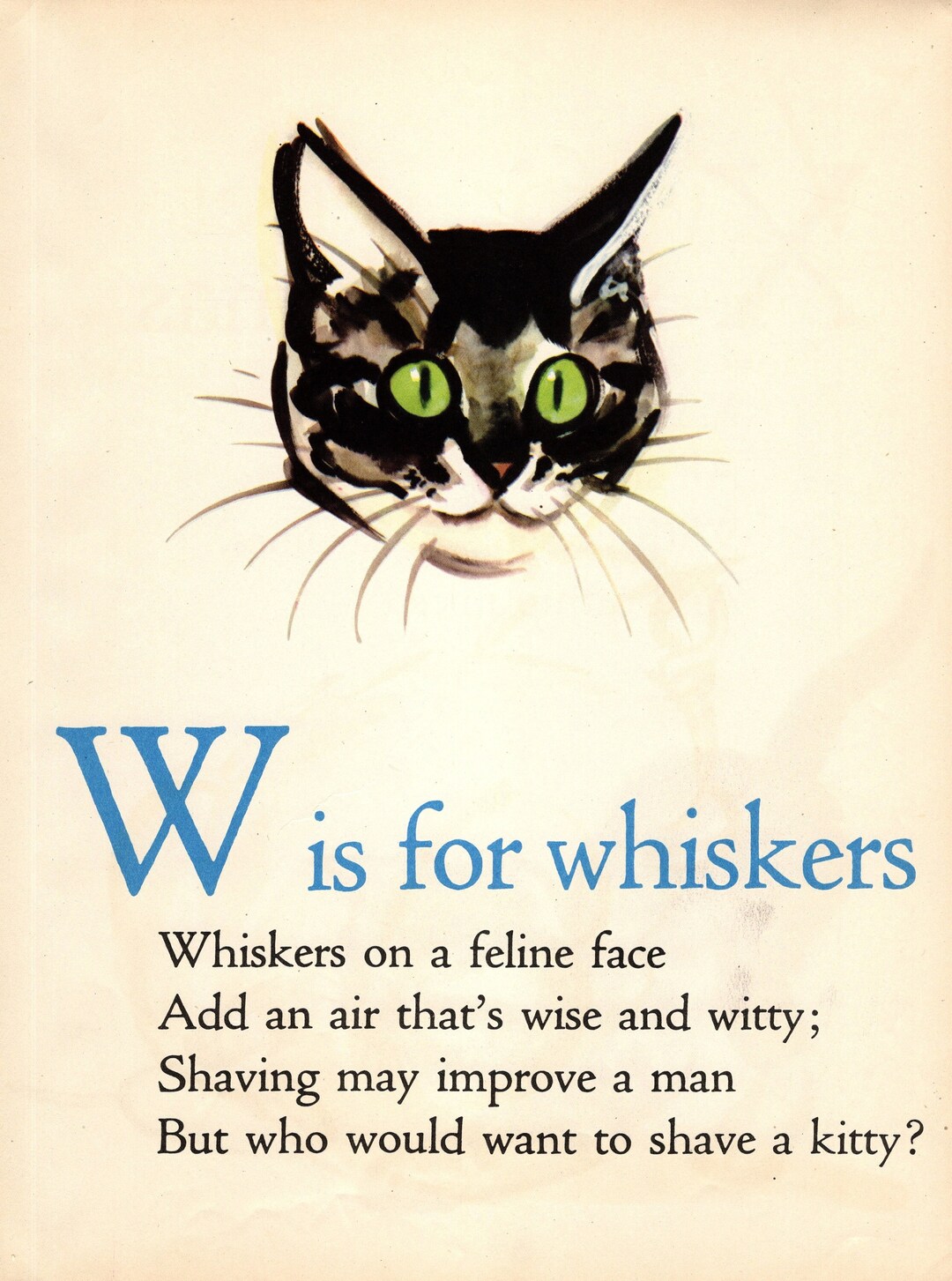 1940s Black Cat Print Letter W Alphabet Wall Art Print Clare Newberry ...