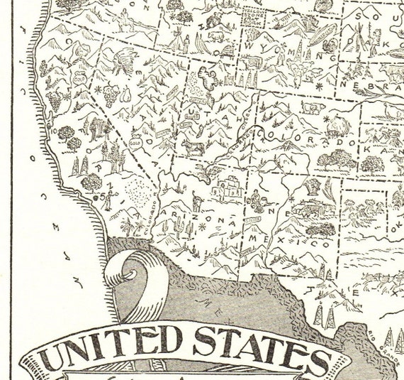 Globes & Maps Home & Living 1950s Antique WYOMING State Map Picture ...