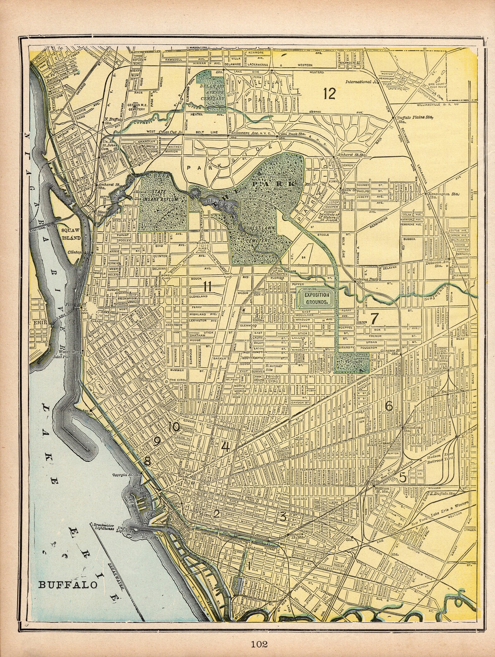 1897 Antique BUFFALO Street Map George Cram Buffalo New York - Etsy