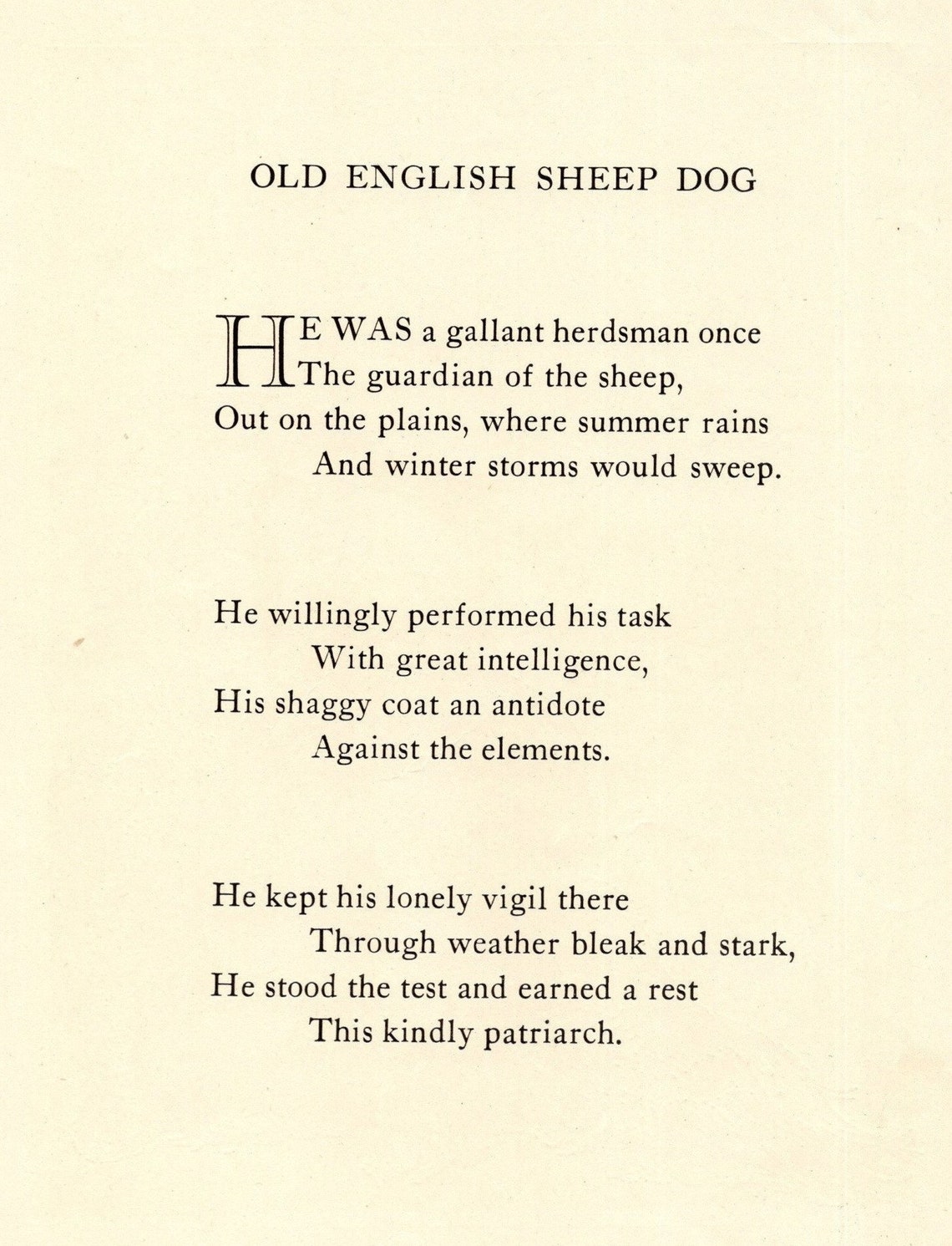1936 Antique Old English Sheepdog Poem Print Old English - Etsy