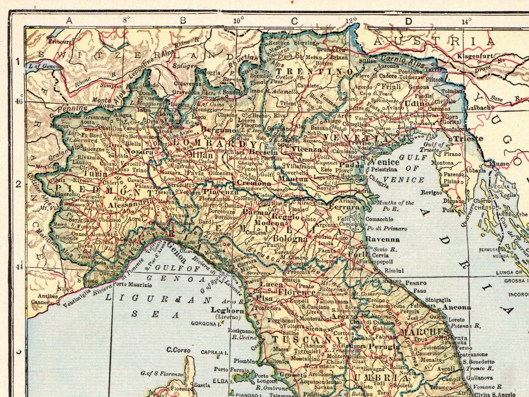 1925 Antique ITALY Map Vintage Map of Italy Travel Gallery | Etsy