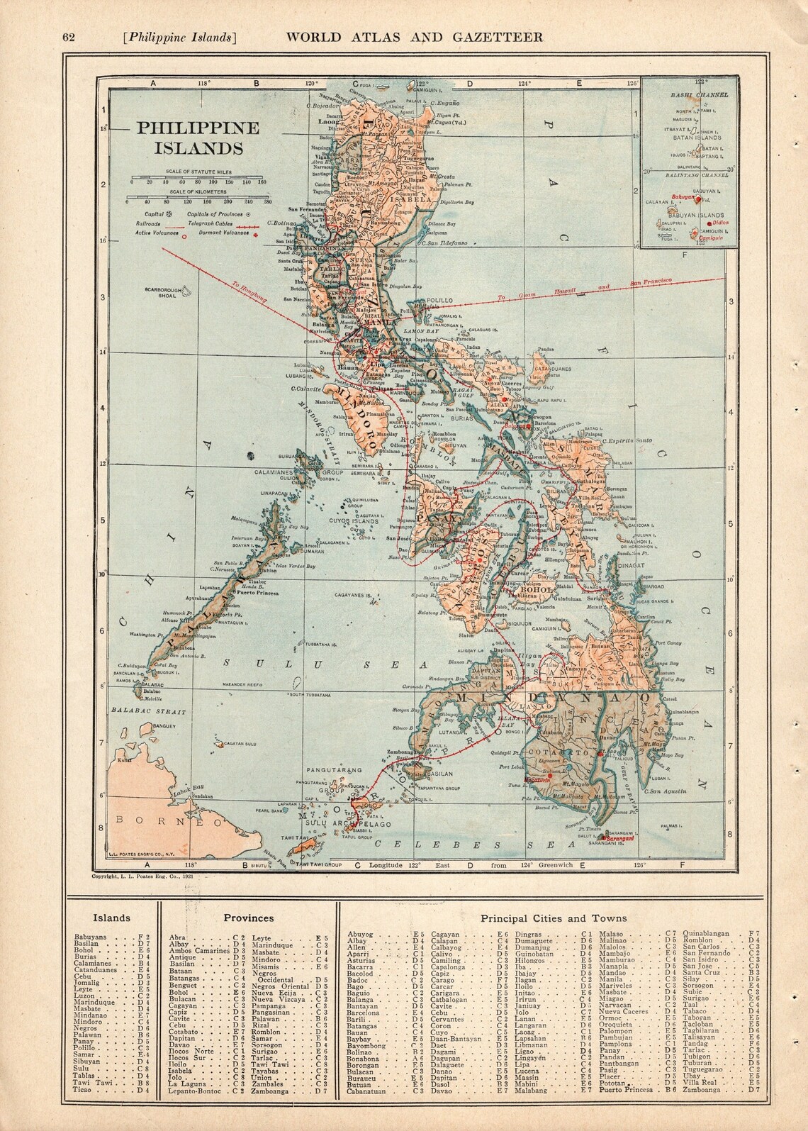 1921 Antique PHILIPPINES Map Vintage Map of the Philippine - Etsy