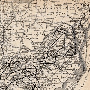 1912 Antique SOUTHERN RAILWAY Map Vintage Southern Railroad Map ...
