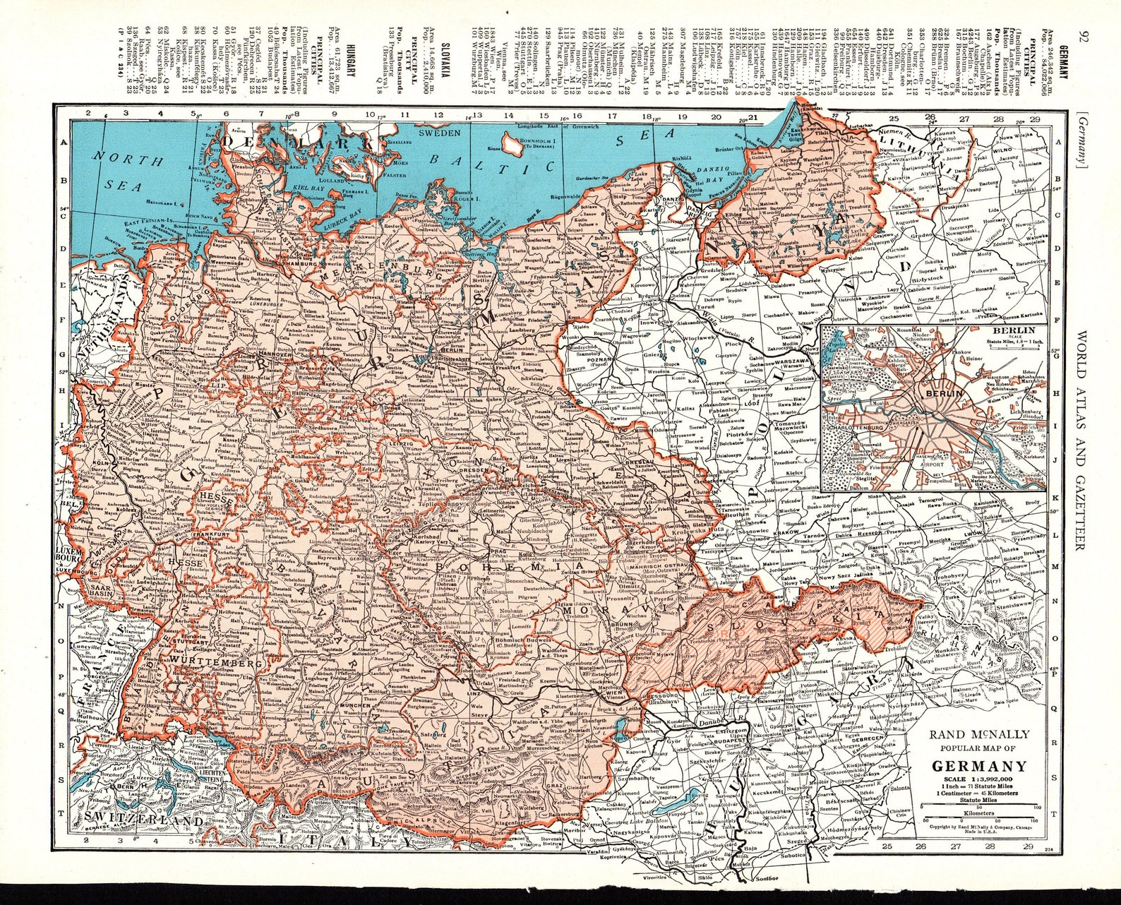 1944 Antique Map of GERMANY Vintage Germany Map Gallery Wall | Etsy