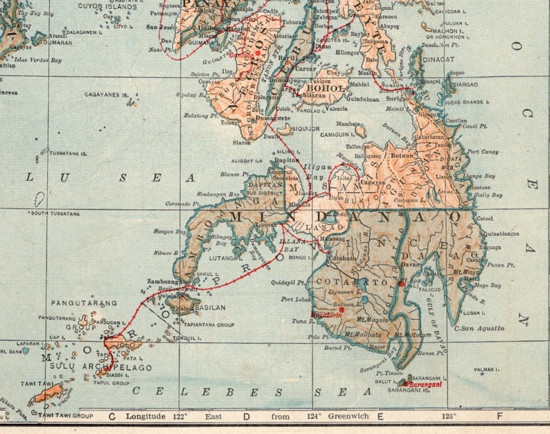 1921 Antique PHILIPPINES Map Vintage Map of the Philippine - Etsy