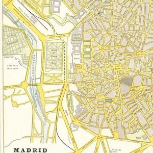 1894 Antique MADRID City Street Map George Cram Atlas Map of Madrid ...