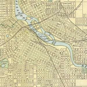 1901 Antique MINNEAPOLIS Street Map George Cram Minneapolis City Map ...