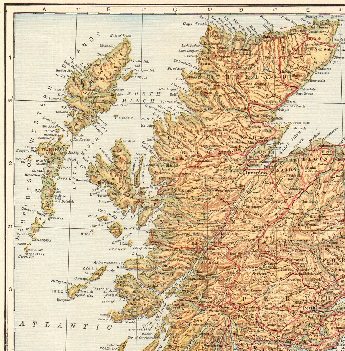 1914 Antique SCOTLAND Map Vintage Map of Scotland Gallery Wall | Etsy