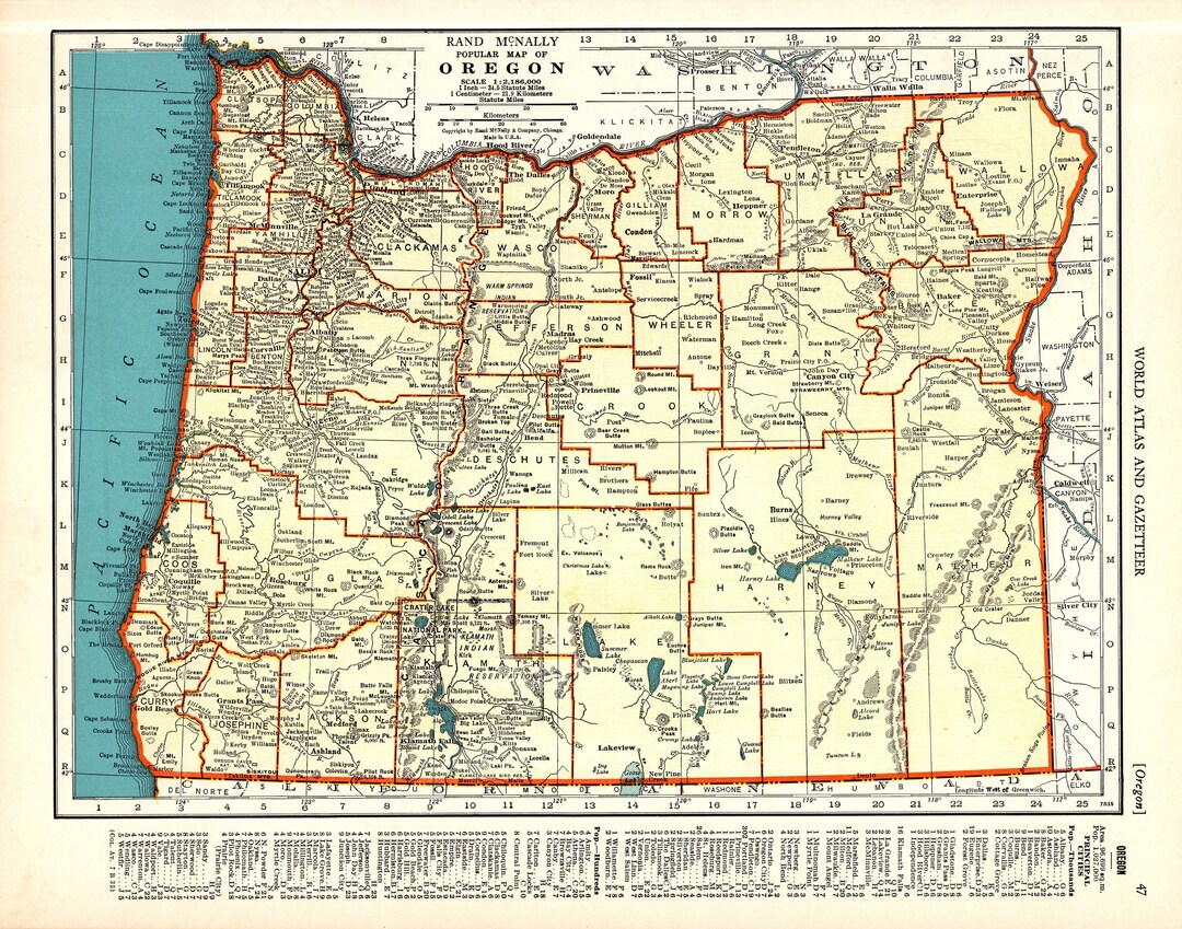 1940 Vintage Oregon Map Antique Atlas Map of Oregon State Map Gallery ...