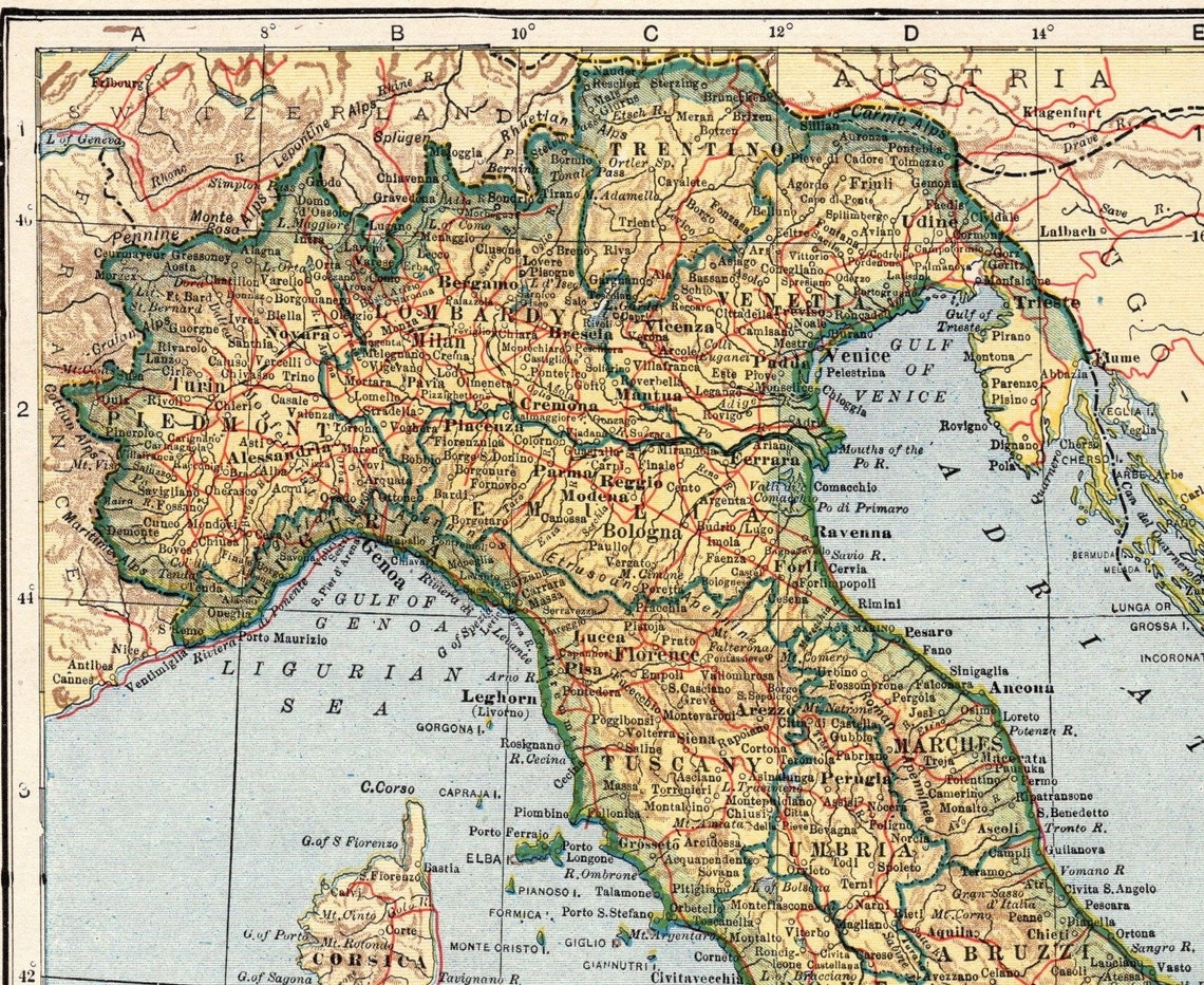 1921 Antique ITALY Map Vintage Map of Italy Travel Gallery - Etsy