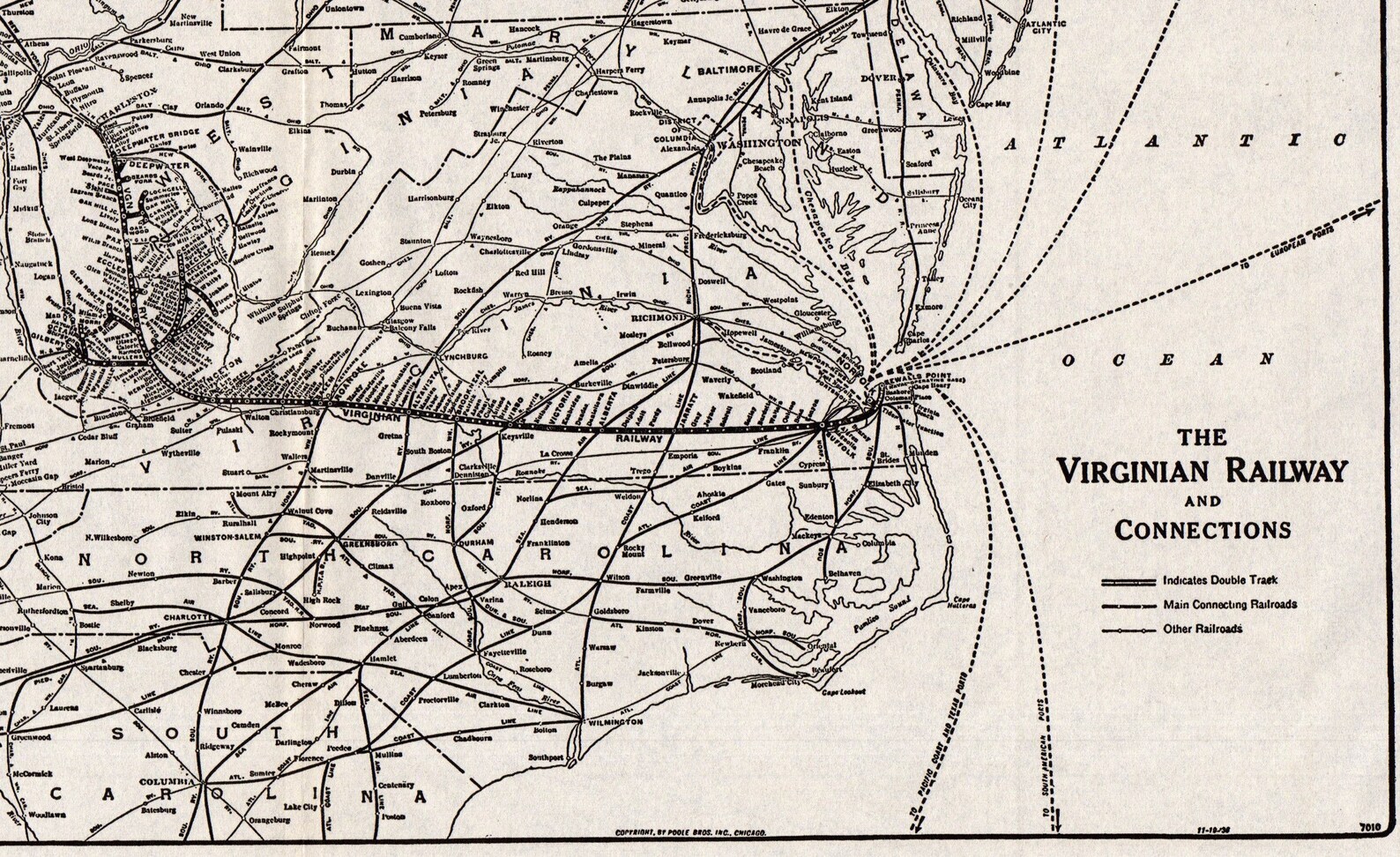 1939 Antique Virginian Railway System Map Virginia Railroad | Etsy