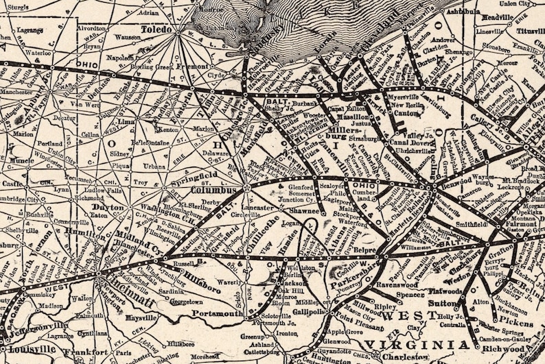 1914 Antique B & O RAILROAD Map Baltimore and Ohio Railway Map | Etsy