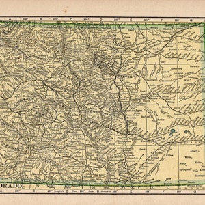 1908 Antique COLORADO State Map Vintage Small Map of Colorado - Etsy