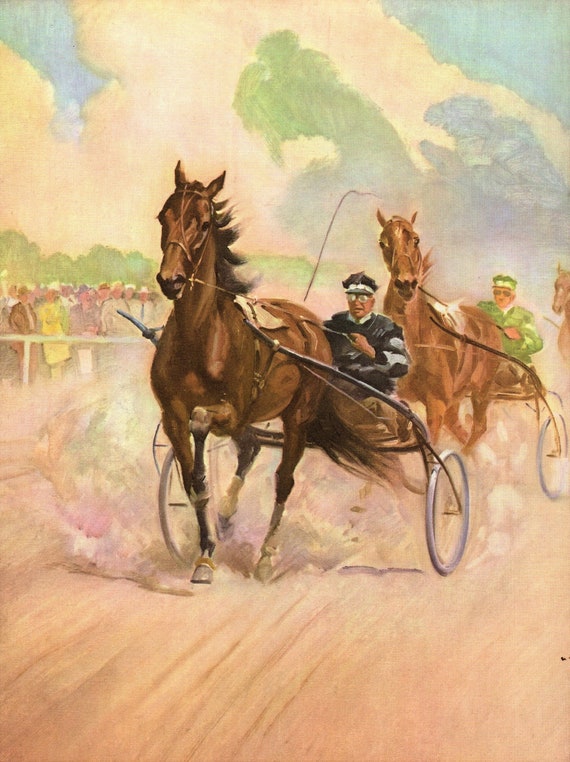 1950s Standardbred Horse Print Harness Racing Print Wall Art - Etsy