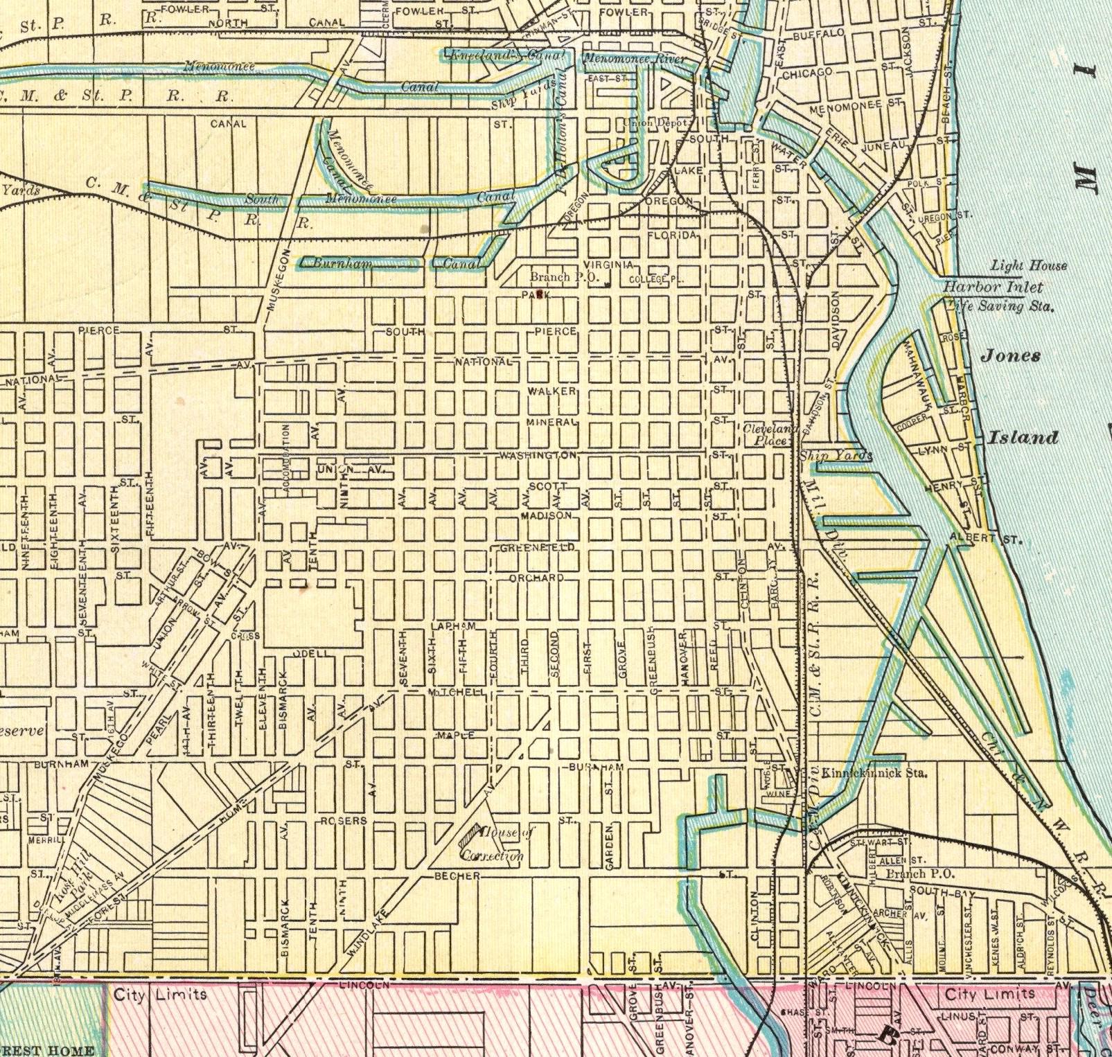 1899 Antique MILWAUKEE Street Map of Milwaukee Wisconsin City Map Wall ...