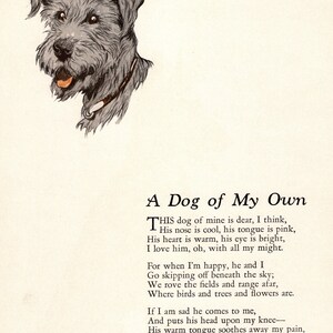 Sweet Vintage Dog Poem Print 1920s Dog Poetry Mutt Print Illustration ...