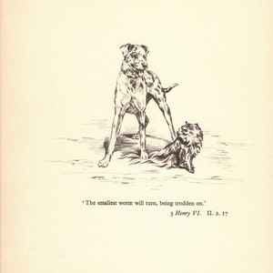 Vintage Great Dane and Pomeranian Print Gallery Wall Art Decor 1930s Shakespeare Henry VI Quote ...