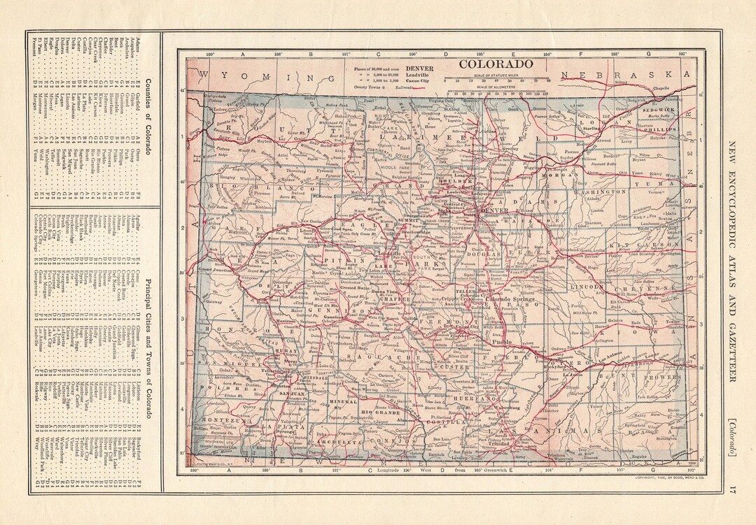 1906 Antique Colorado State Map Vintage Map of Colorado Gallery Wall ...