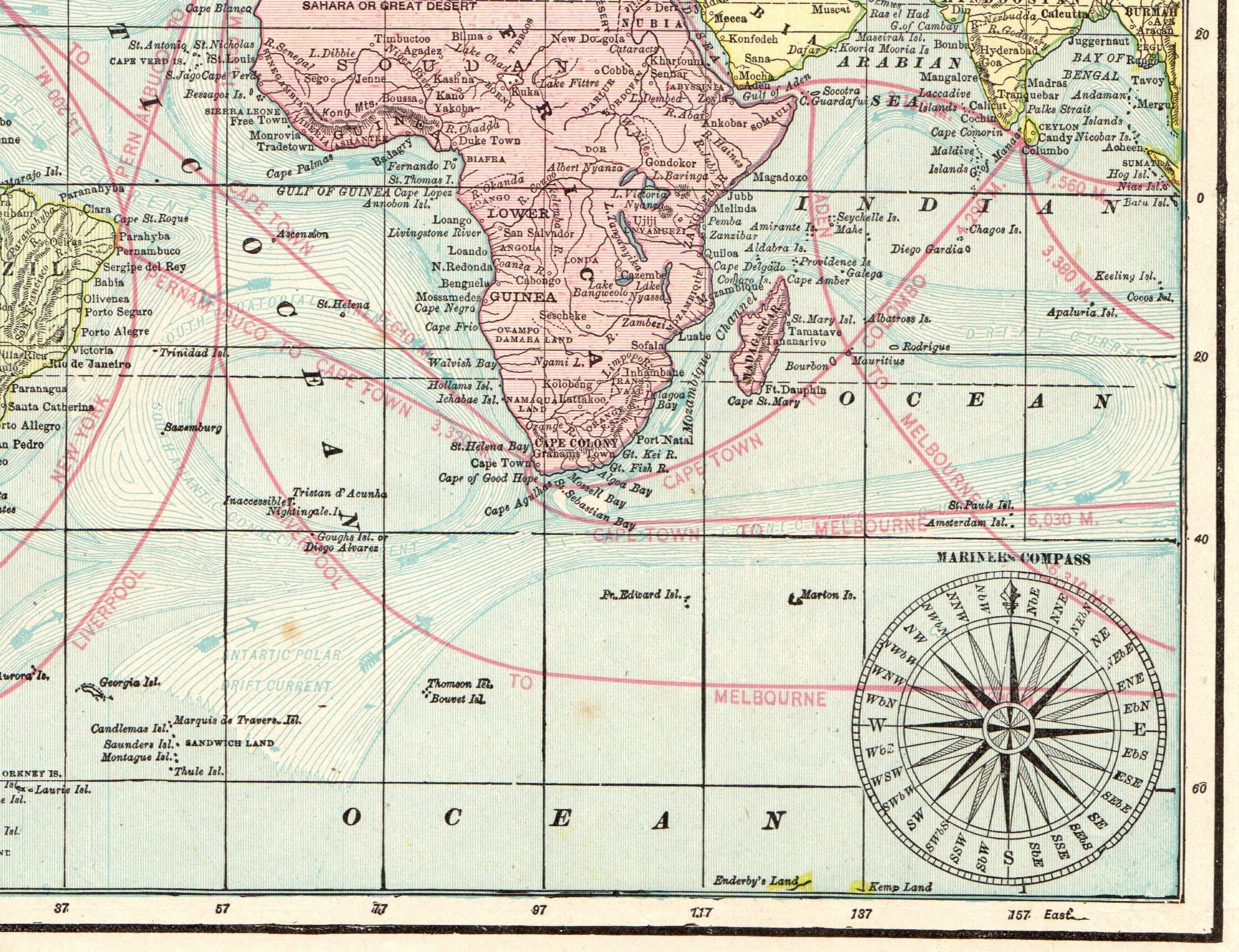 Large Antique WORLD Map 1901 George Cram Atlas Map of the World Gallery ...