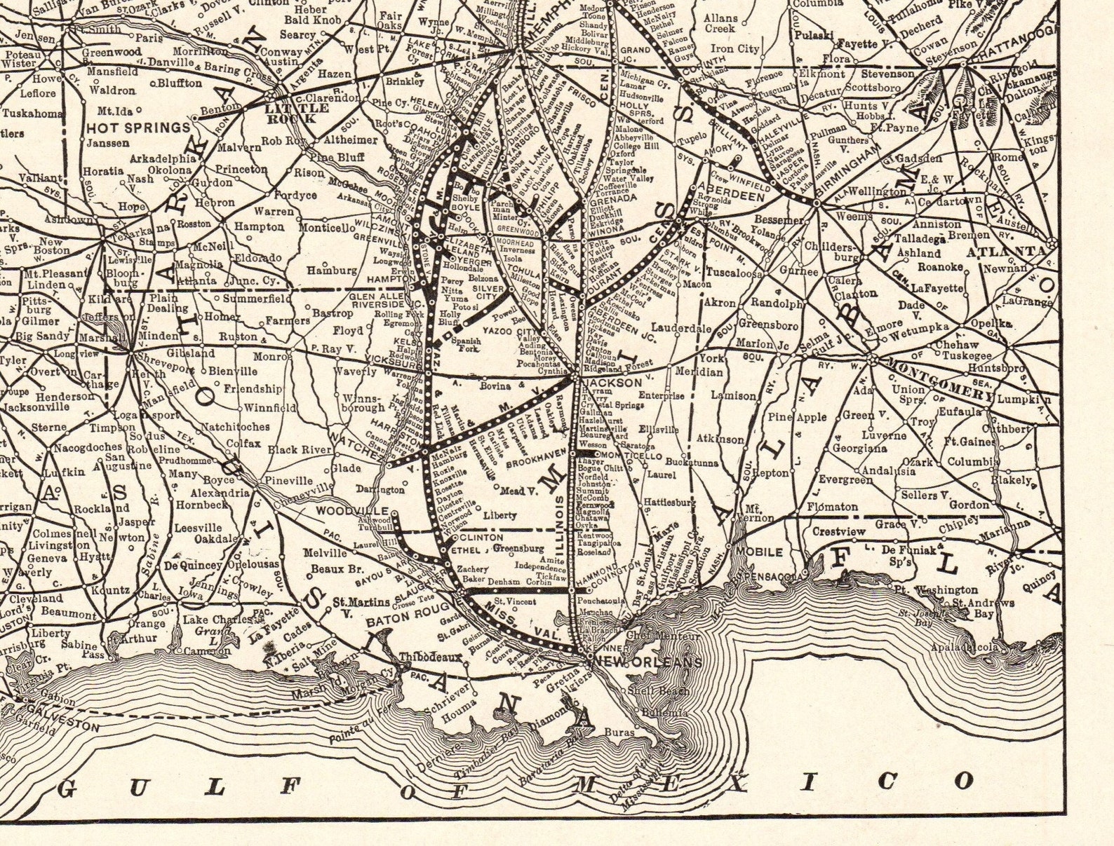 1914 Antique ILLINOIS CENTRAL RAILROAD Map Black and White | Etsy