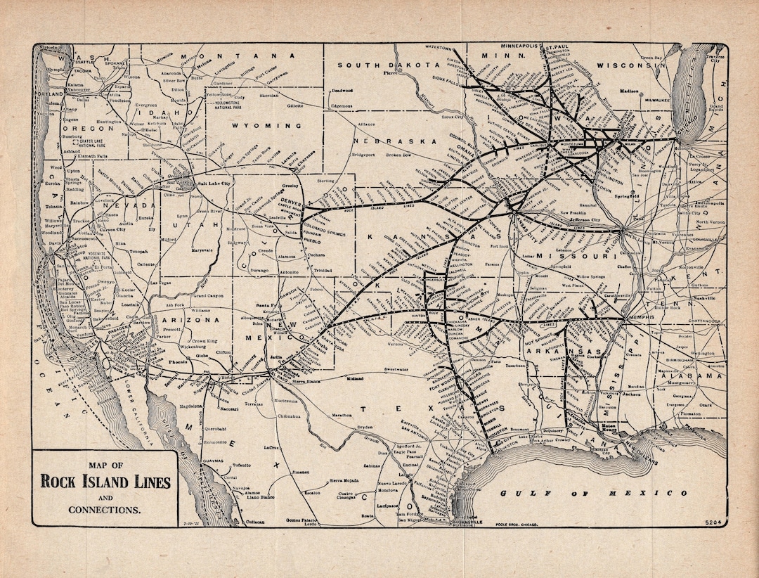 1911 Antique ROCK ISLAND LINES Railroad Map Vintage Railway - Etsy
