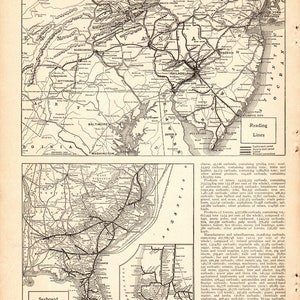 1928 Antique Reading Railroad Map Vintage Railway Map Black - Etsy