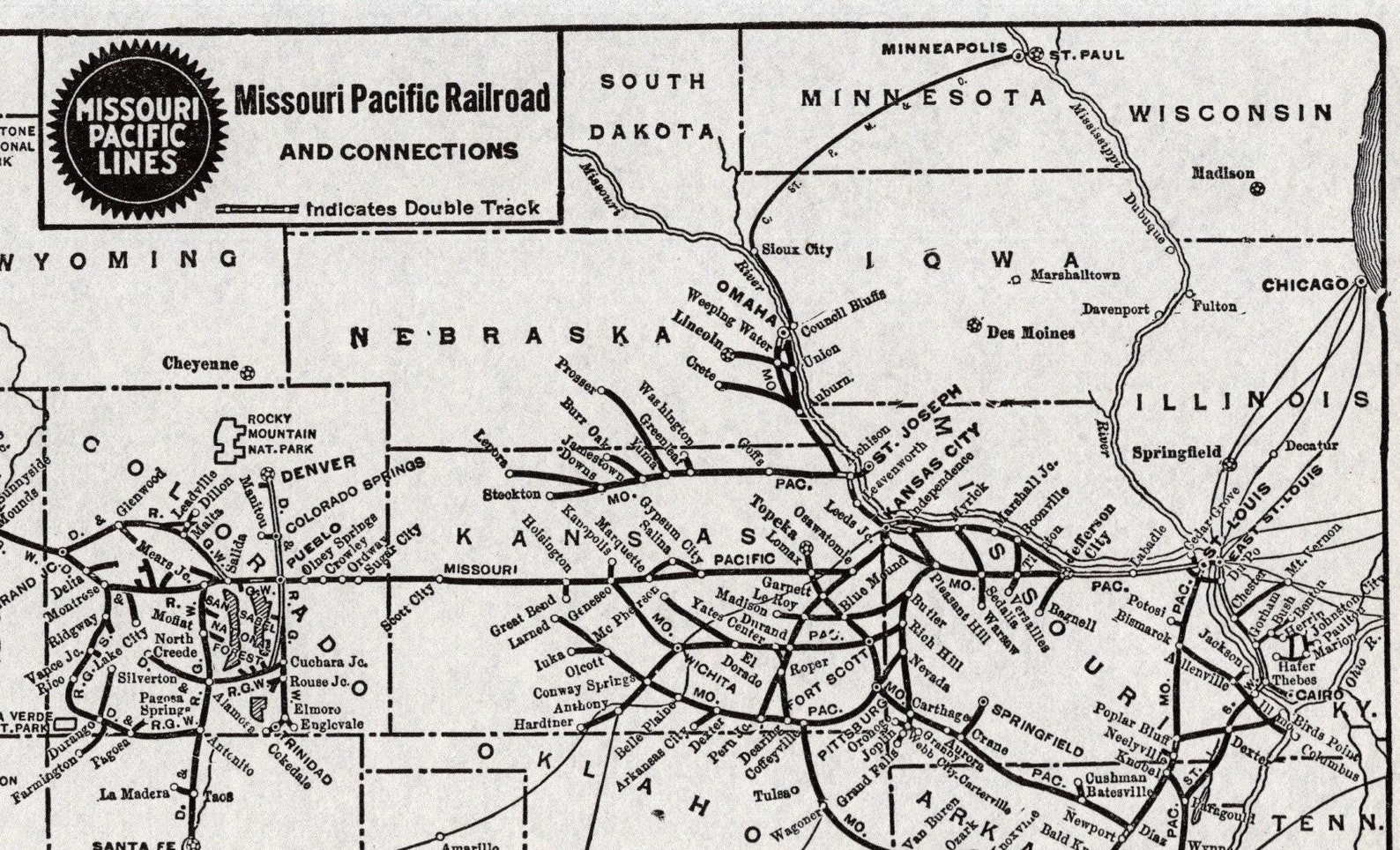 1929 Antique MISSOURI PACIFIC RAILROAD Map Vintage Railway Map - Etsy